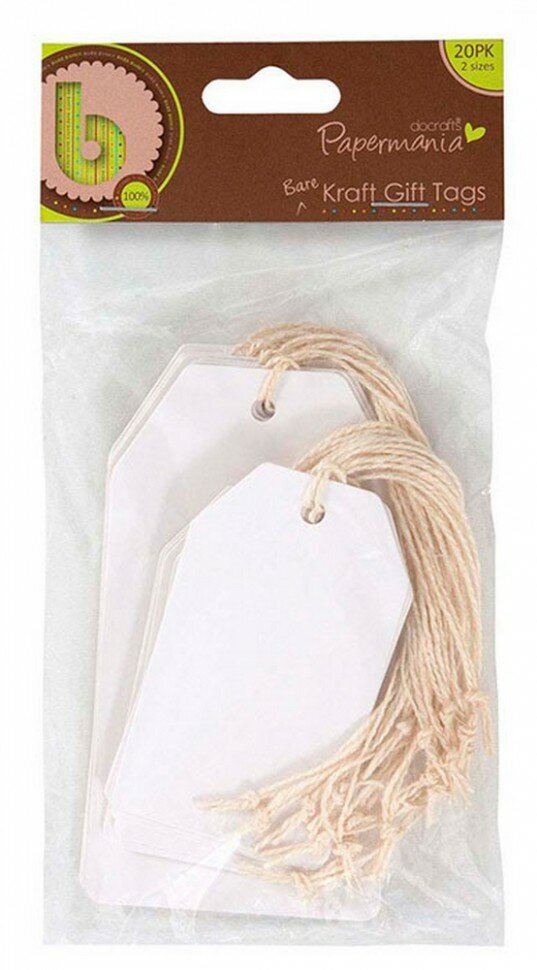 Docrafts PMA174301 Набор бирок белая бумага, 20 шт