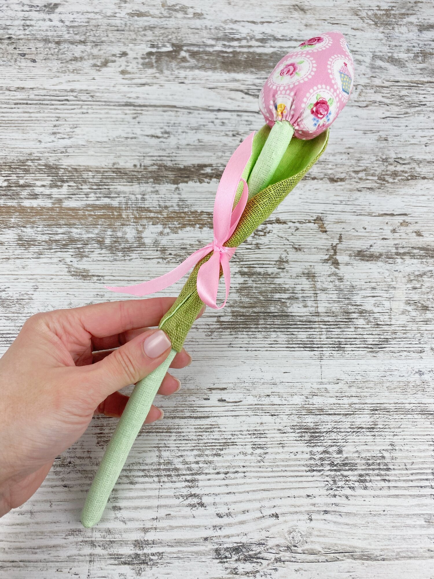 Тюльпан Бюро Находок (ASU12), текстиль, 35см, розовый/белый/бежевый/красный/оранжевый