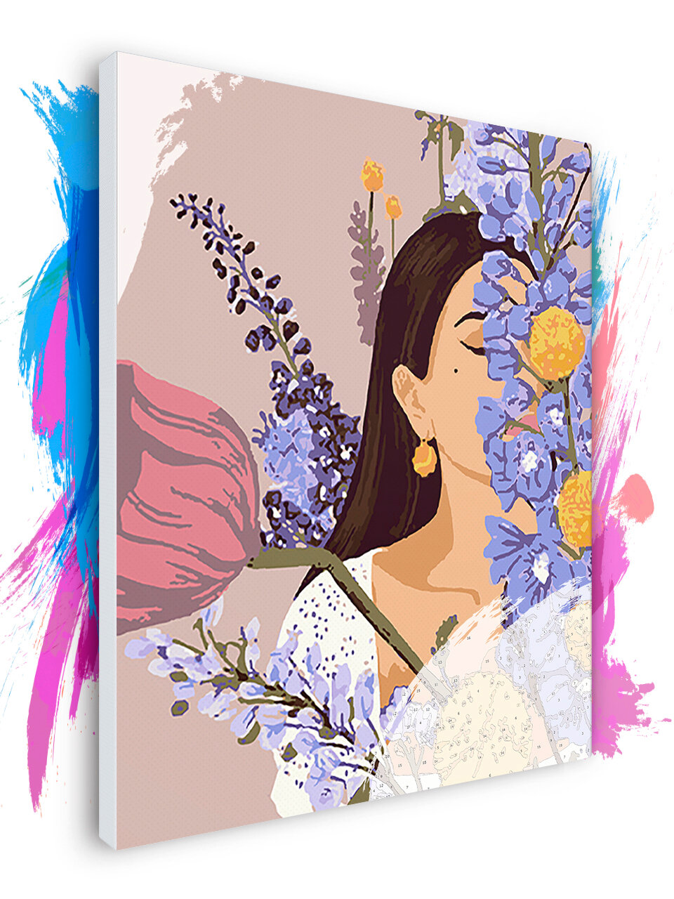 Картина по номерам на холсте Девушка и полевые цветы, 40 х 50 см