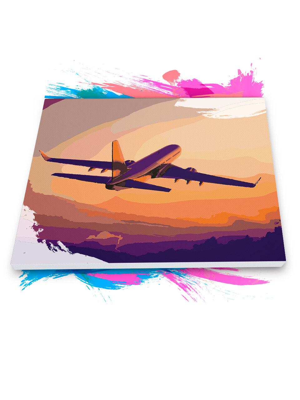 Картина по номерам на холсте Plane and sunset, 80 х 100 см