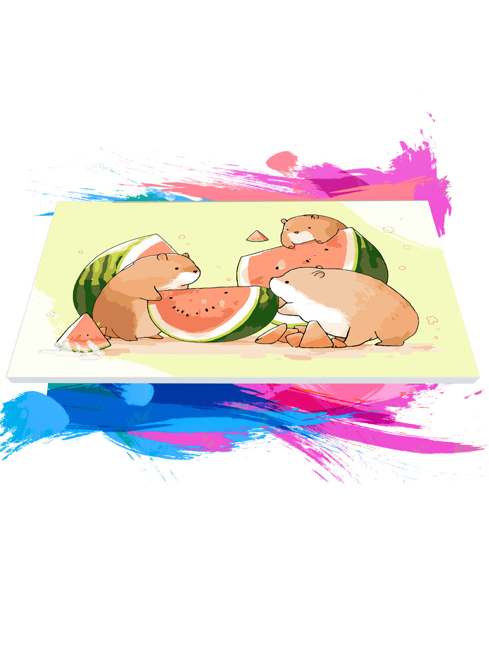 Картина по номерам на холсте Хомяки с арбузом, 30 х 40 см