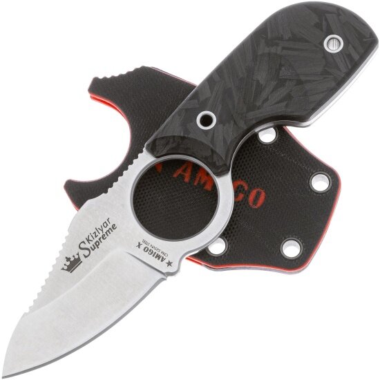 Нож шейный Kizlyar Supreme Amigo X (карбон) CPM S35VN, Сатин, черный карбон