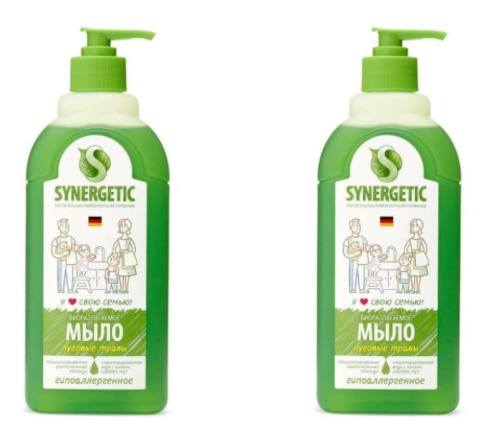 Жидкое мыло Synergetic Луговые травы, 500 мл, 2 шт
