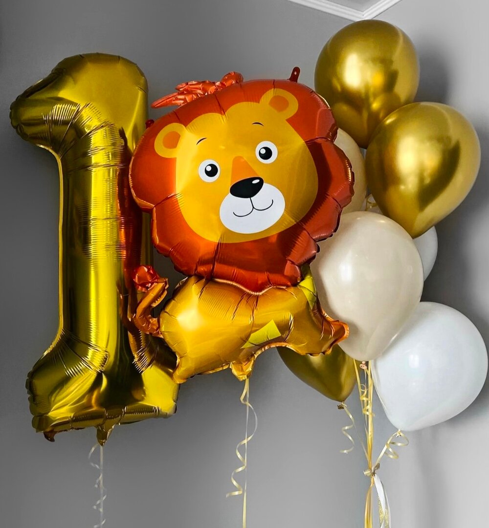 Украшение шарами на 1 год "Золотой львенок"