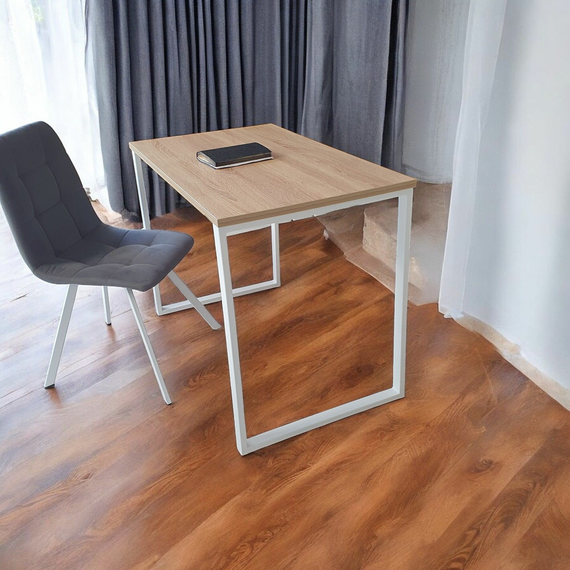 Игровой компьютерный стол/ Лофт, 100*60 см, цвет столешницы Дуб Сонома, Ножки лофт белые