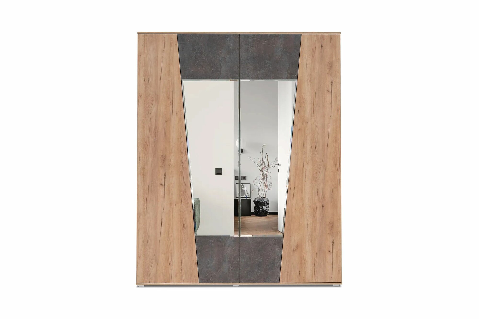 Шкаф для одежды 4-х створчатый 1,8 "Соренто" Дуб крафт/Бетон темный