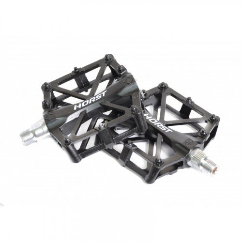 Педали велосипедные Horst H36, алюминий, широкие, резьба 1/2', 420 г, черные