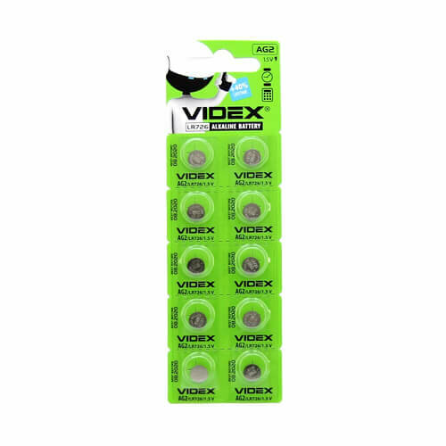 Алкалиновые часовые батарейки, 1.5 Вольт, размеры: 7.9x2.6 мм, также известные как LR726, G2, LR59, 196, GP96A, 396, SR726W.