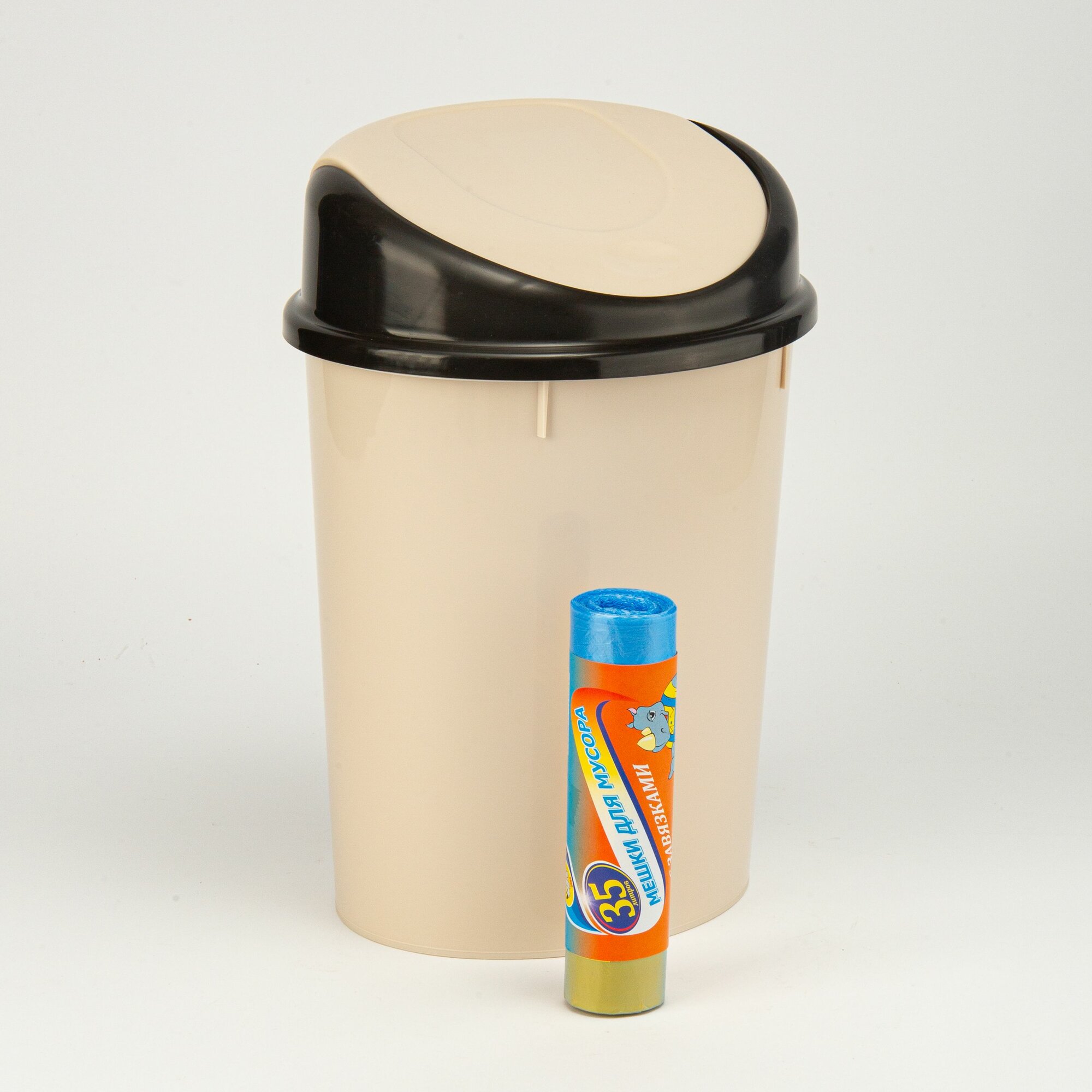 Контейнер для мусора 8 л и мешки для мусора с завязками 35л - 15 шт