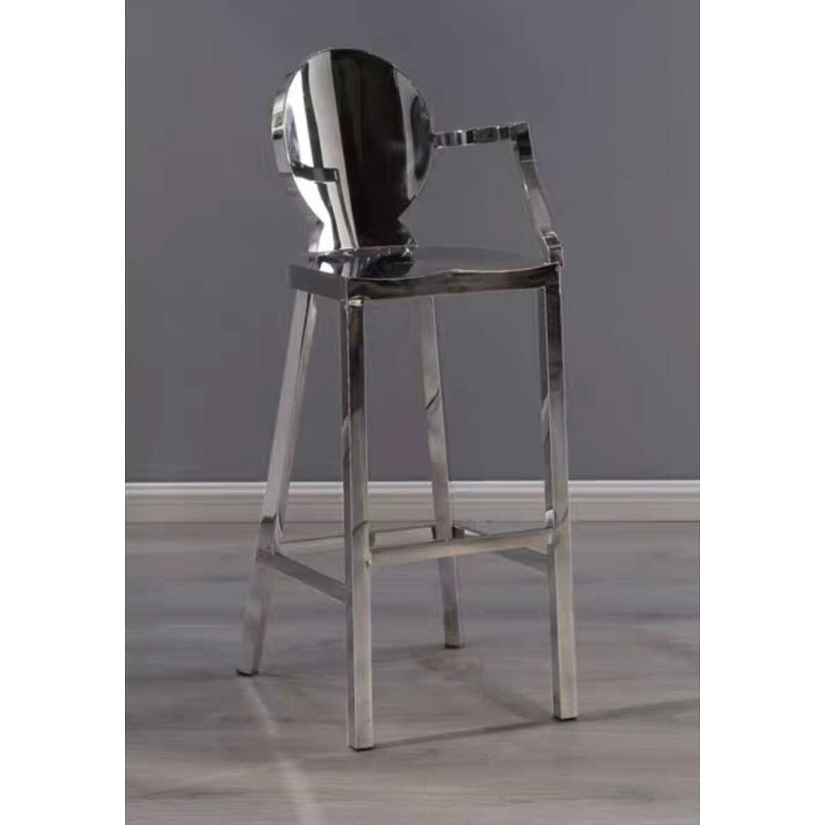 Барный Irisé стул коллекции Aluminum (Цвет серебро / С подлокотниками)