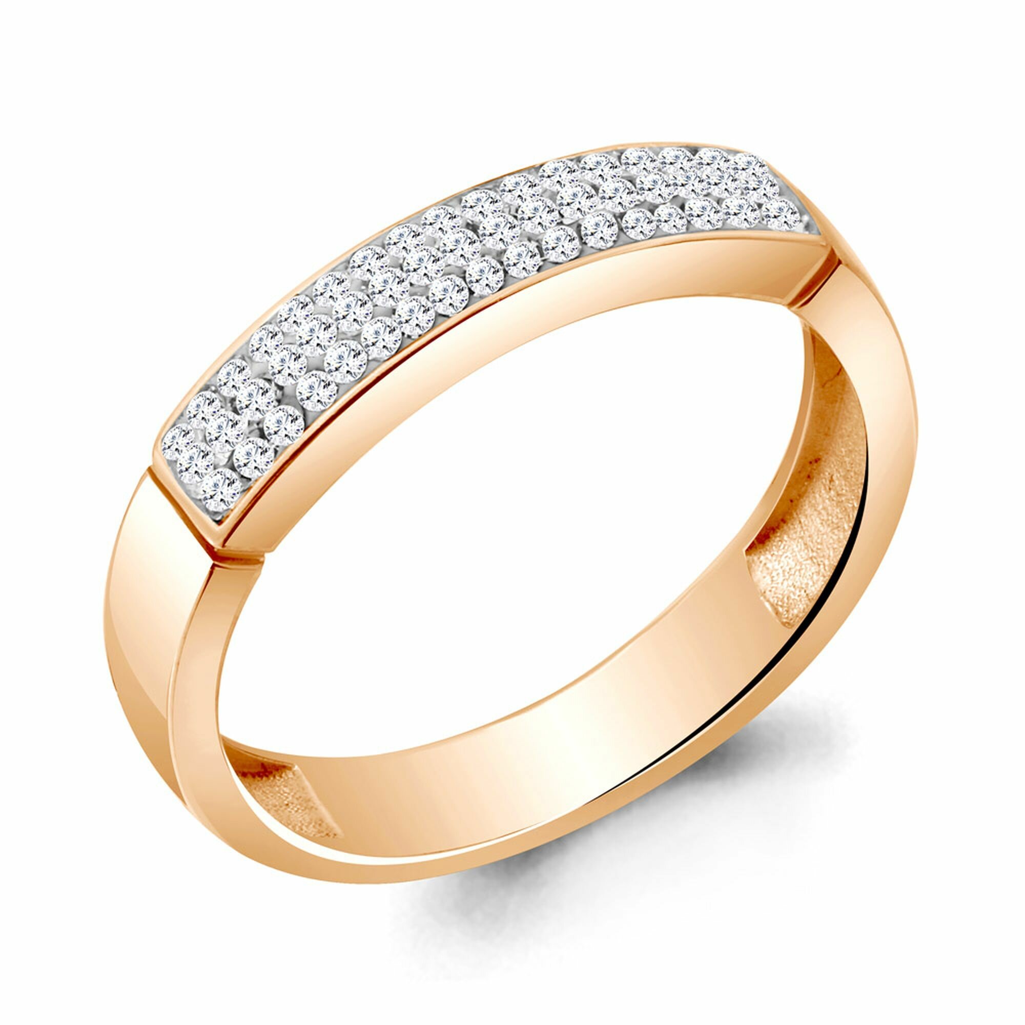 Кольцо дорожка, серебро, 925 проба, золочение, кристалл