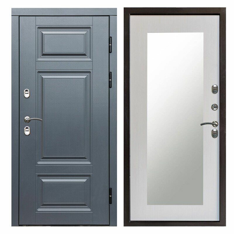 Дверь входная металлическая с терморазрывом Сибирь термо премиум с зеркалом лиственница Paputin's Doors 960 х 2050 мм Левая