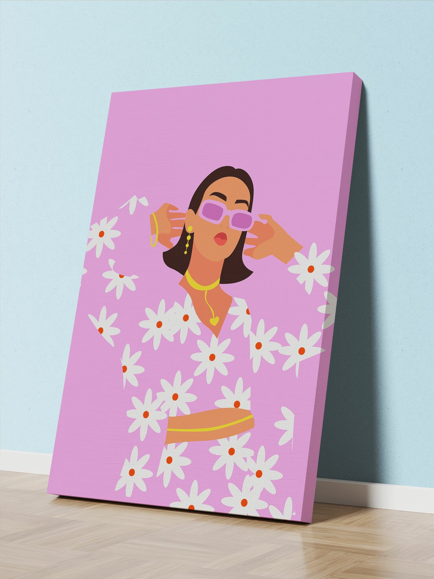 Картина Art IrbisPrint Портрет девушки в стиле минимализм 50х70 см натуральный холст на подрамнике 20 мм из натуральной сосны