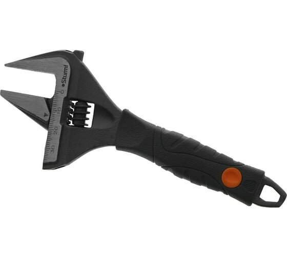 Ключ разводной 150мм, усиленные, тонкие губки, обрезанная рукоятка, Sturm, цвет серый, прорезиненная ручка