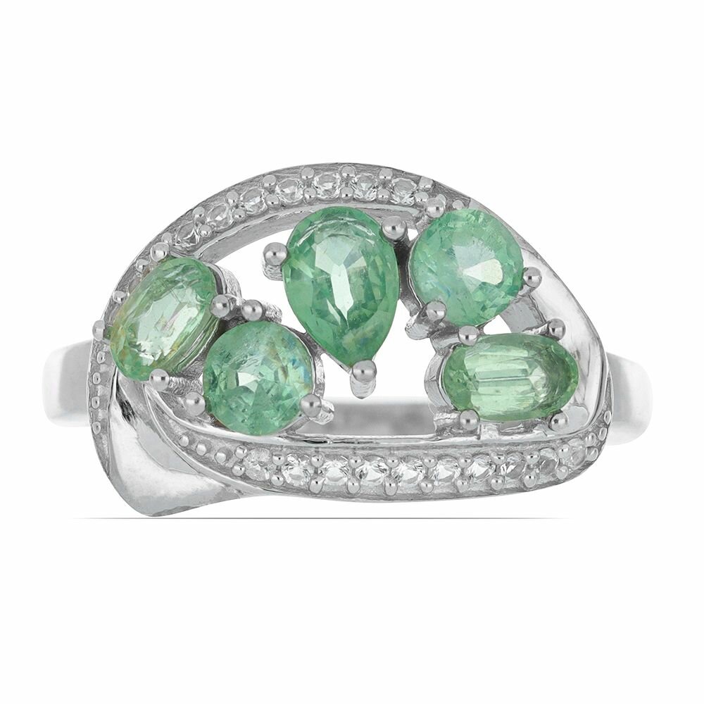 Кольцо, серебро, 925 проба, родирование, топаз, кианит