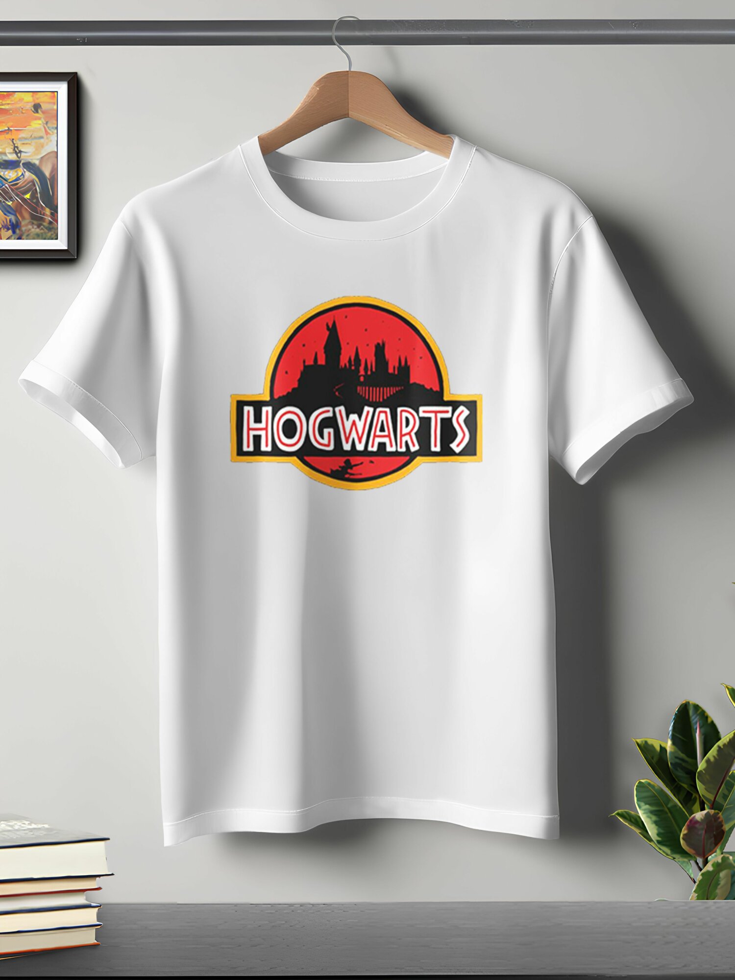 Футболка  Детская ONEQ 158 (13-14) размер с принтом Hogwarts, белая