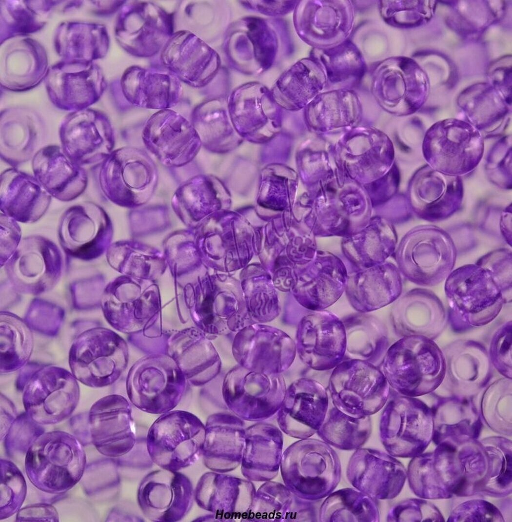 Бисер Чехия Preciosa, 01123, стекло, прозрачный пастельных тонов, круглое отверстие, 10/0, 50 г, фиолетовый