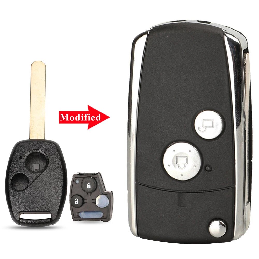 Jingyuqin 2/3 кнопочный модифицированный складной откидной дистанционный ключ оболочка для Honda Accord Civic CRV Pilot подходит для Odyssey сменная крышка 2Button