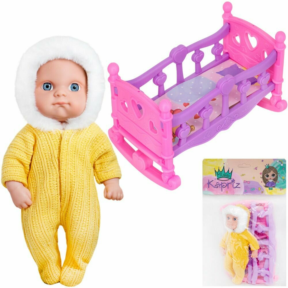 Пупс Miss Kapriz 21 см с кроваткой