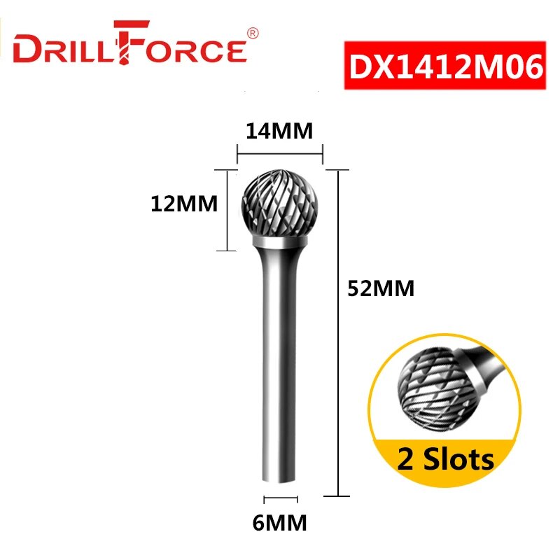 DRILLFORCE Ротационный напильник DX1412M06, 52мм