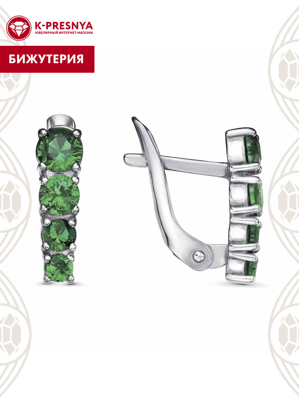 Серьги, шпинель синтетическая