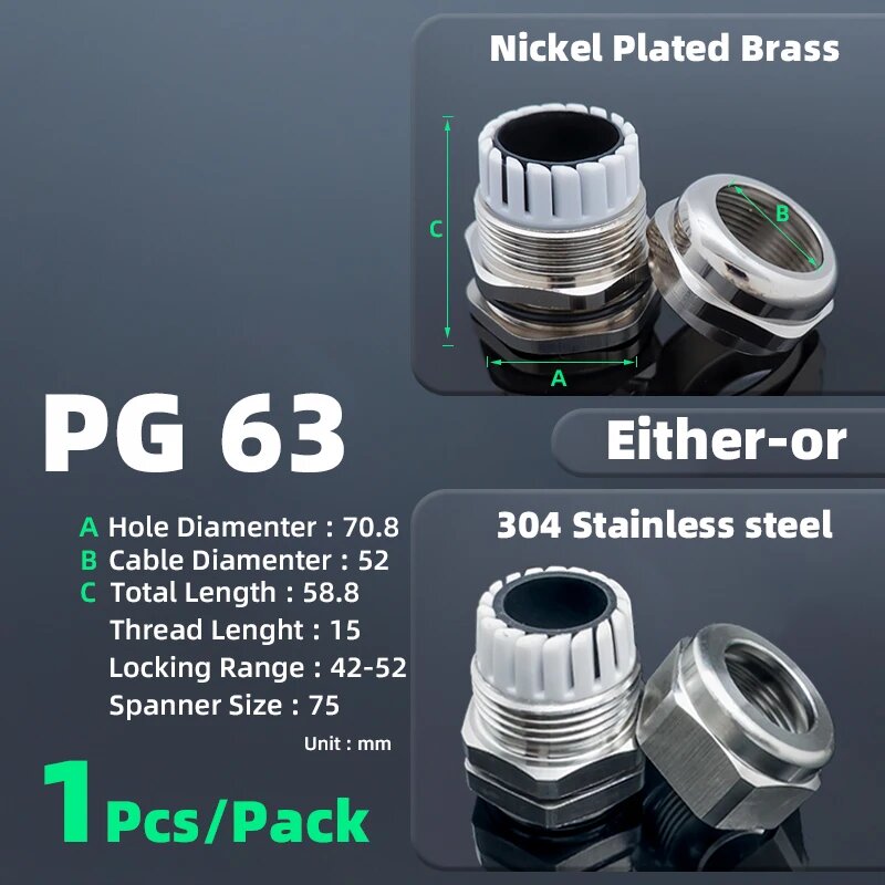 Кабельный ввод CDDQLJ М40-100 PG36-PG63 304 Stainless Steel, PG63 Fit 42-52mm