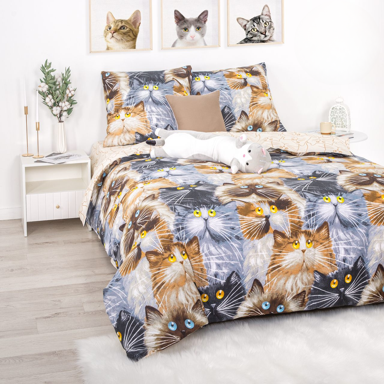 Постельное Белье 2-спальное Бязь "Муррито арт. 504" с Кошками