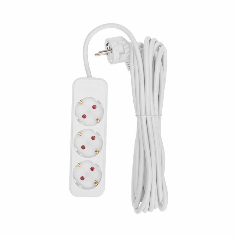 Удлинитель STANDARD 3 гнезда, 5м, 3х1,0мм , с/з, белый REXANT