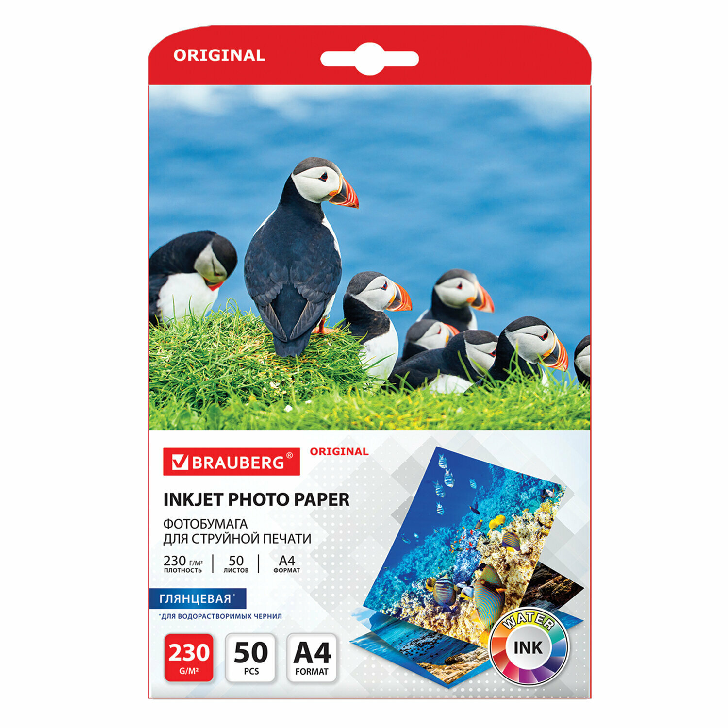 Фотобумага Brauberg глянцевая, А4, 230 г/м2, односторонняя, 50 листов, original (363990)