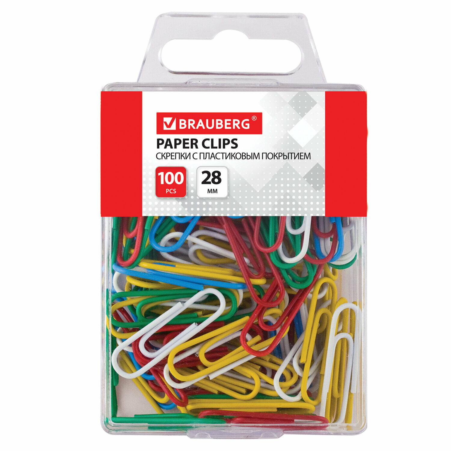 Скрепки цветные Brauberg 28 мм, 100 шт (221111)
