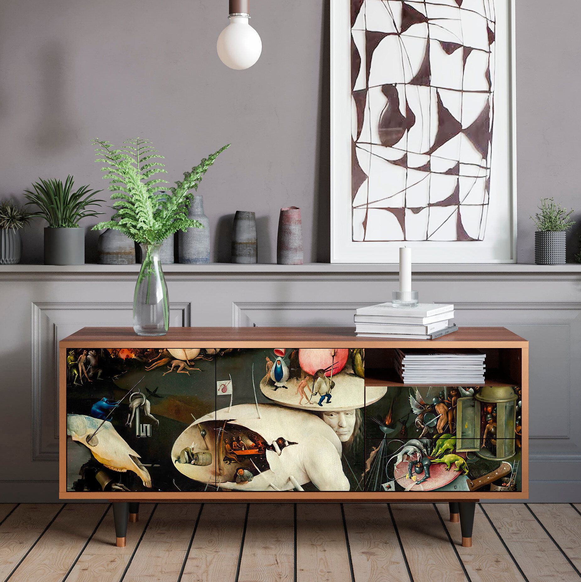 ТВ-Тумба - STORYZ - T7 The Garden of Earthly Delights by Hieronymus Bosch, Размер - 125 x 56 x 41 см, Цвет корпуса - , Орех