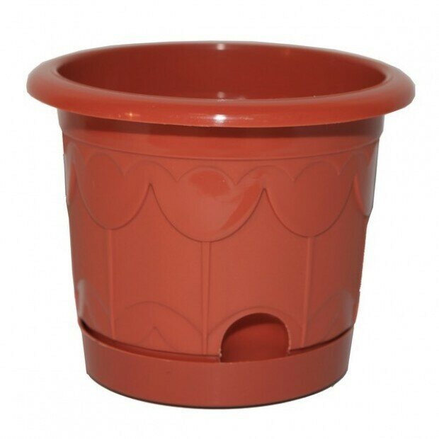 Горшок тюльпан, коричневый 2,9л c поддоном Д195