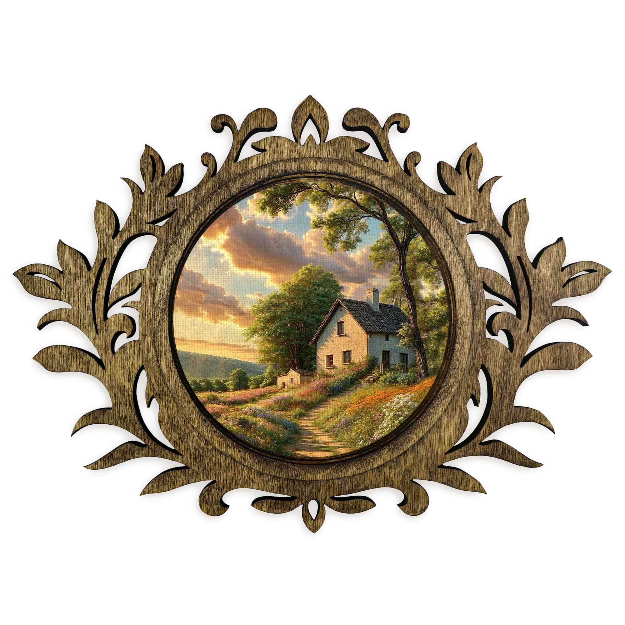 Картина "Покой и благоденствие" Универсальный Свиток, холст, дерево, овальная