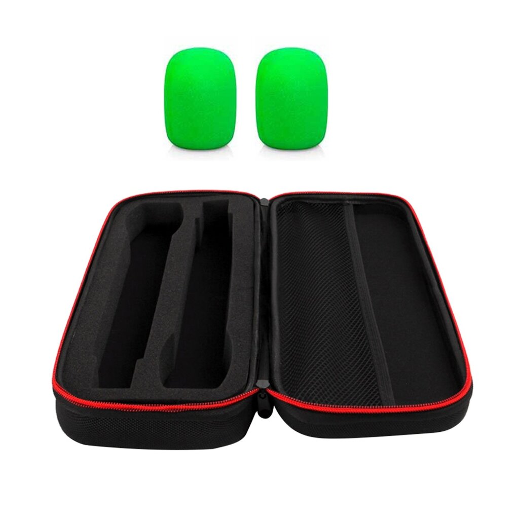 Чехол для беспроводного микрофона, ящик хранения, двойной ручной микрофон, дорожный аксессуар с ветровым стеклом пения караоке, вечерние аксессуары