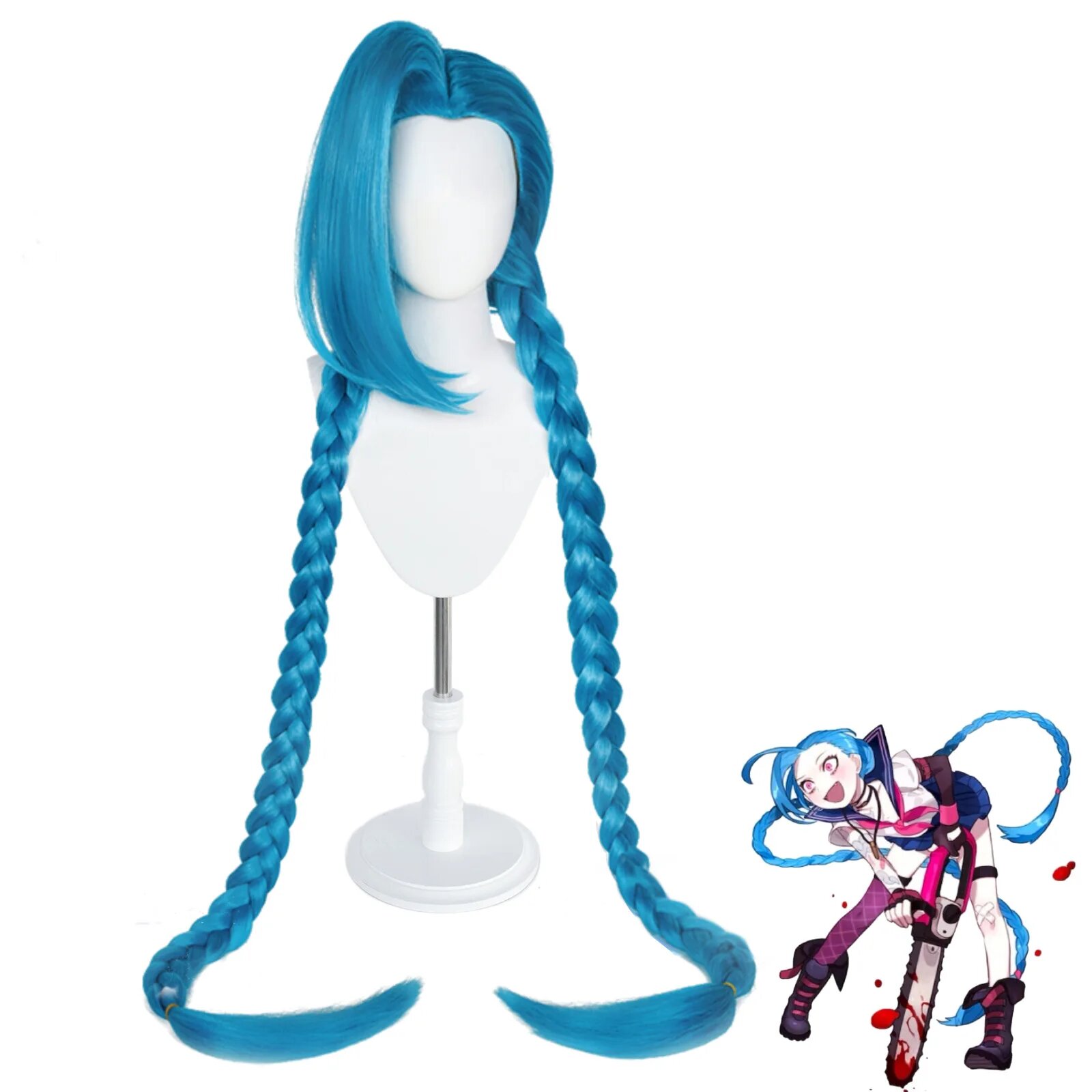 Косплей костюм Джинкс из LOL Arcane Синий, XXL, wig (one size)