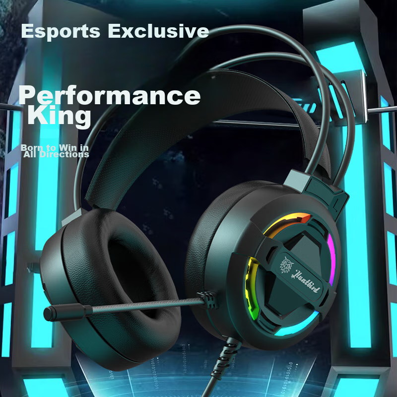 KOVOL [2025 Professional Edition] Computer Headphones Over-Ear Gaming Headset with Microphone for Desktop, Black Myth： Wukong, PUBG, E-Sports, Noise-Canceling Wired LOL