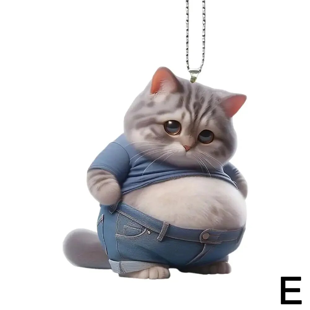 2D автомобиль милый кулон в форме кошки реалистичное животное заднего вида школьный портфель зеркало подвесные аксессуары интерьерный брелок Декор автомобиля A1D9, E