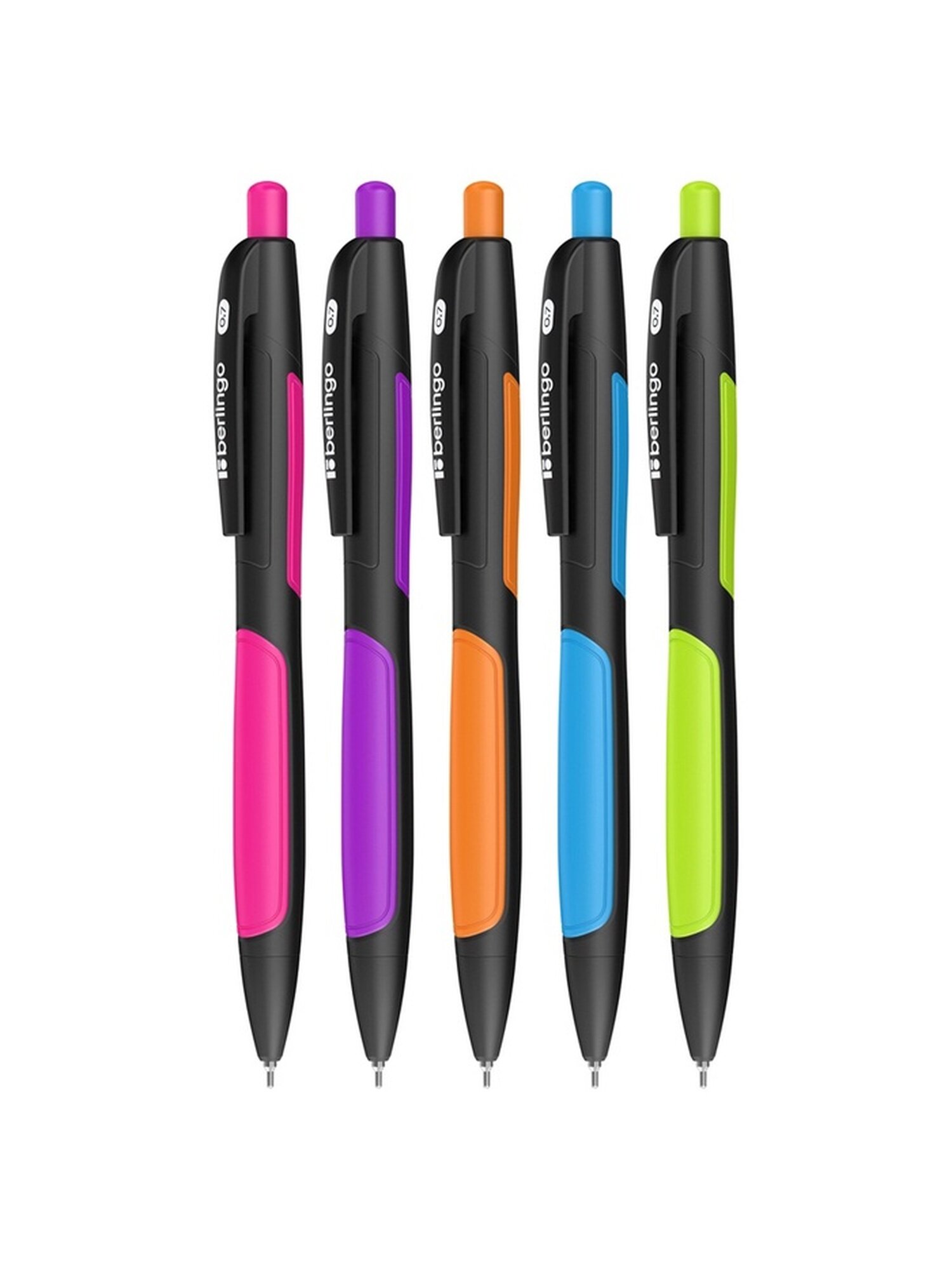 Ручка шариковая автоматическая, Berlingo ColorZone 2, 0.7 мм, синяя, микс