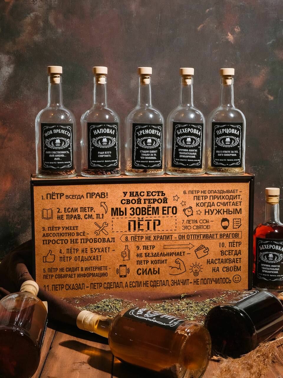 Именной подарочный набор настоек / подарок мужчине на день рождения