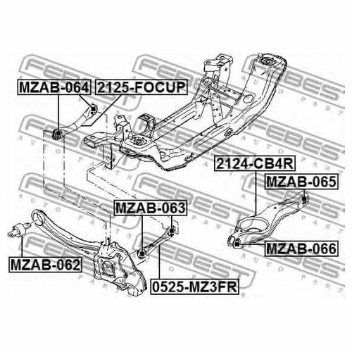 Сайлентблок рычага подвески Febest 2125FOCUP для Ford Focus II, Kuga