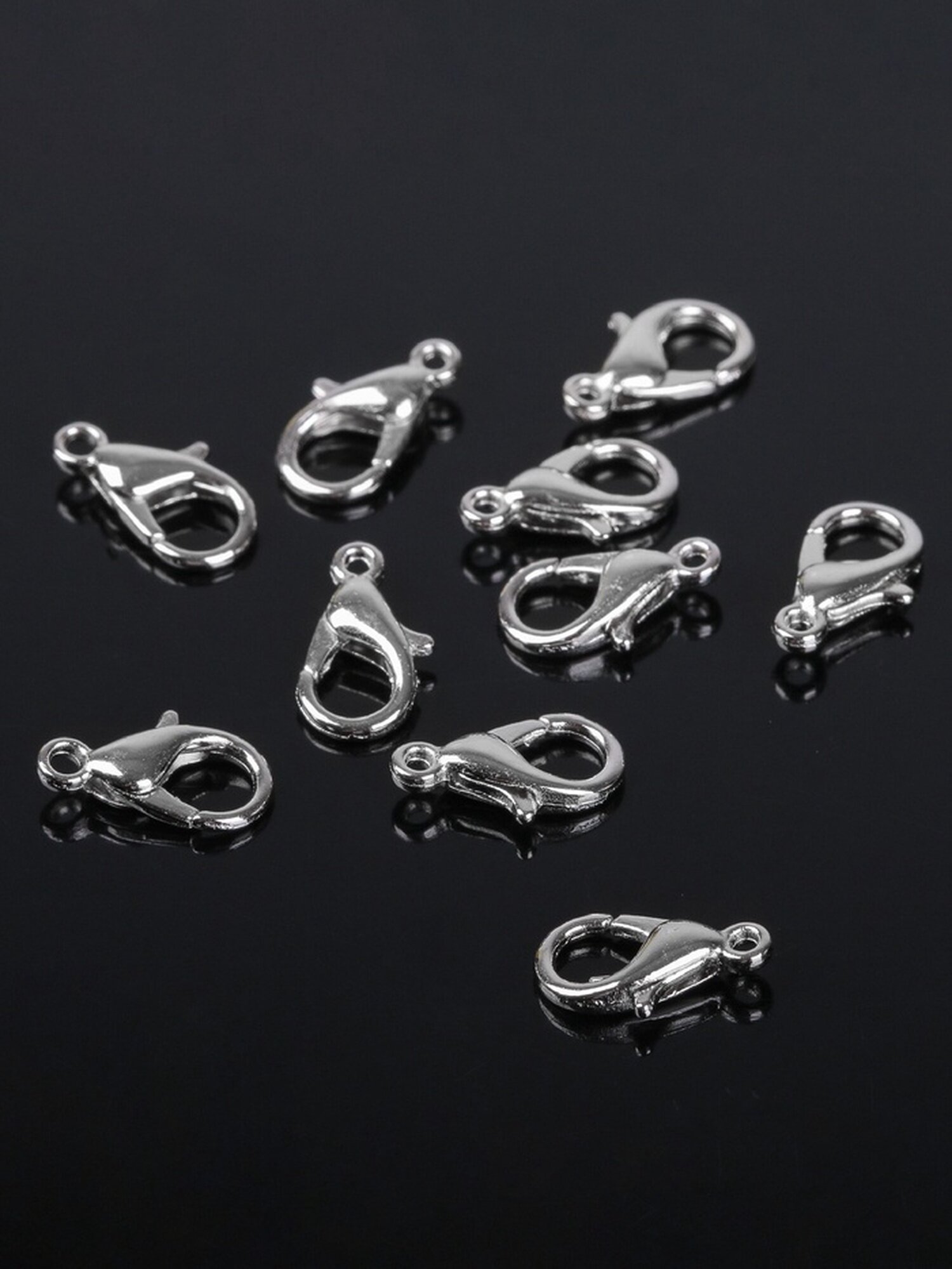 Замок-карабин Queen Fair, металлический, 12 мм, серебристый, 200 шт