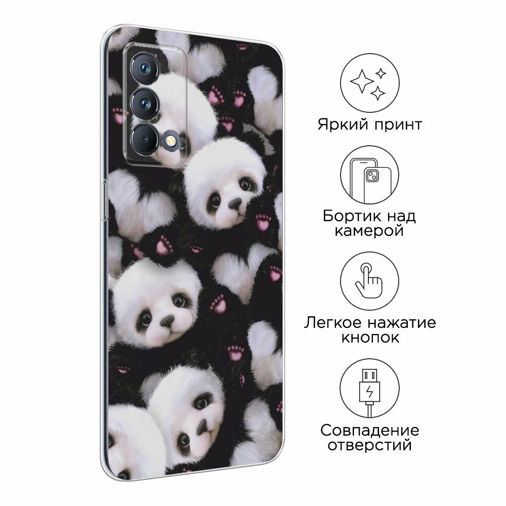 Чехол на Realme GT Master Edition / Реалми GT Мастер Эдишн с принтом "Море панд" — фото 1