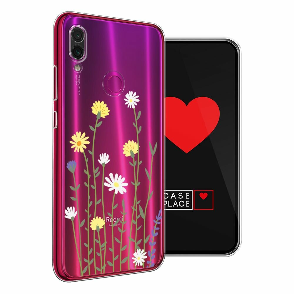 Чехол на Xiaomi Redmi Note 7 / Сяоми Редми Нот 7 с принтом "Пучок полевых цветов", прозрачный — фото 1