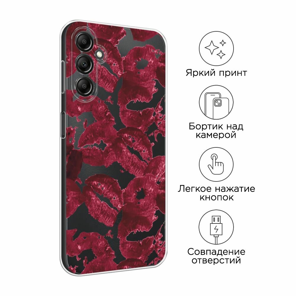 Чехол на Samsung Galaxy A15 / Самсунг А15 с принтом "Помада паттерн 2", прозрачный — фото 1