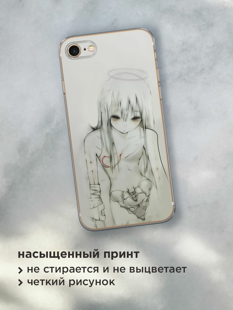 Чехол на Apple iPhone 7 / Айфон 7 с принтом "Аниме рисунок чёрно-белый" — фото 1