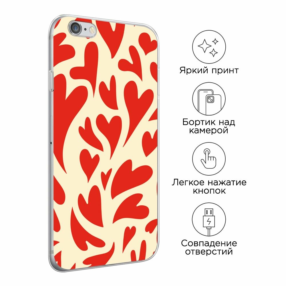 Чехол на Apple iPhone 6 / Айфон 6 с принтом "Crazy hearts 1 - 14 февраля" — фото 1