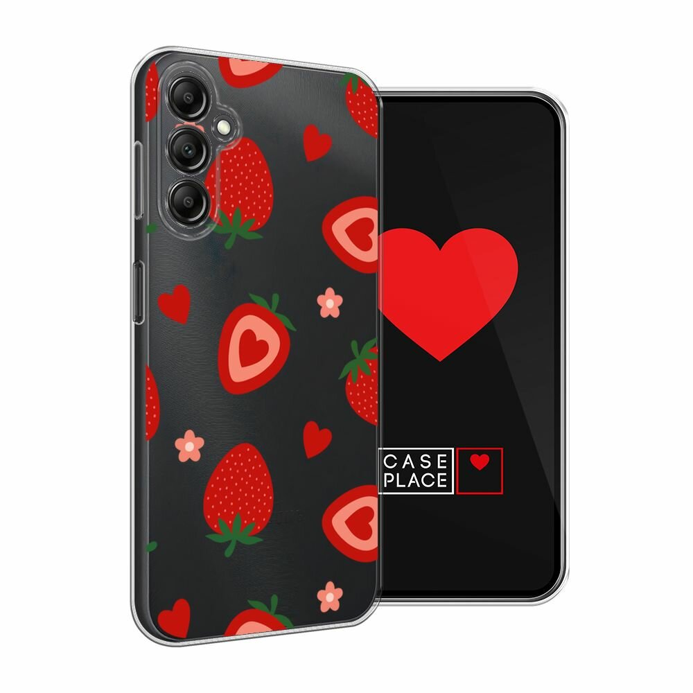 Чехол на Samsung Galaxy A15 / Самсунг А15 с принтом "Heart strawberries 2 - 14 февраля", прозрачный — фото 1