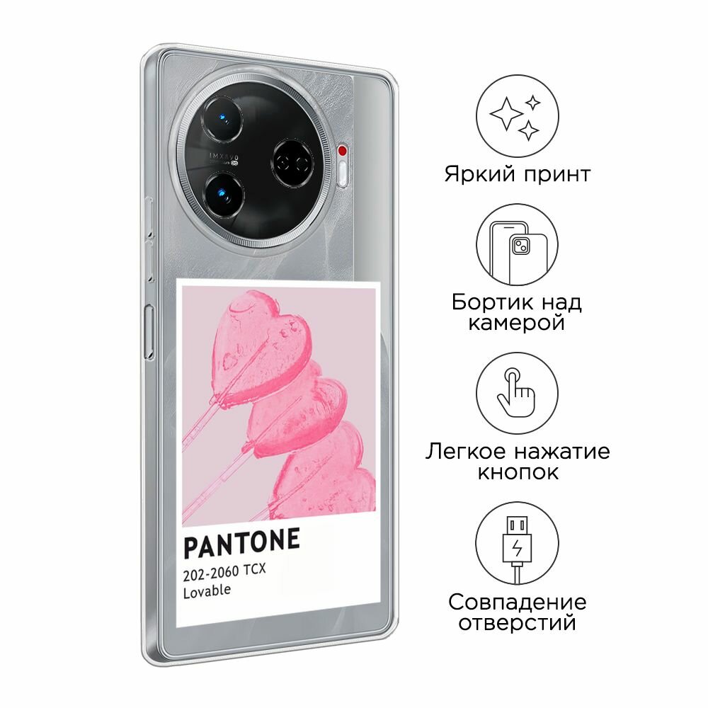Чехол на Tecno Camon 30 Pro 5G / Текно Камон 30 Про 5G с принтом "Pantone Lovable 2 - 14 февраля", прозрачный — фото 1