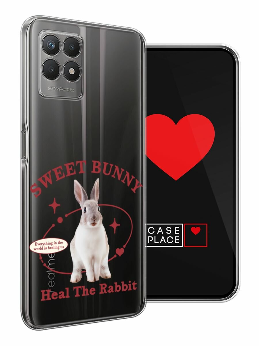 Чехол на Realme 8i / Реалми 8i с принтом "Heal the rabbit", прозрачный — фото 1