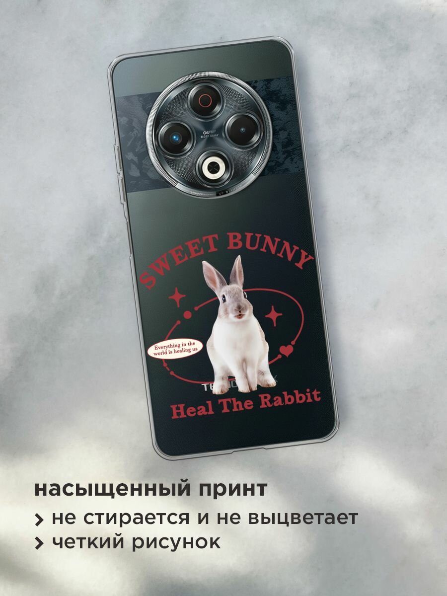 Чехол на Tecno Spark 30 / Текно Спарк 30 с принтом "Heal the rabbit", прозрачный — фото 1